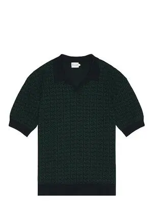 BOUND Harris Knit Polo In Dark Green - Navy & Forest