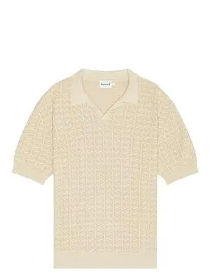 BOUND Harris Knit Polo In Cream - Desert Sand