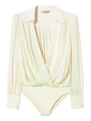 TWINSET Gathered Wrap-effect Blouse - White