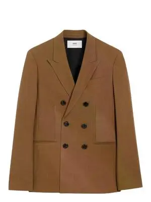 Ami Double-breasted Wool Jacket - Brown