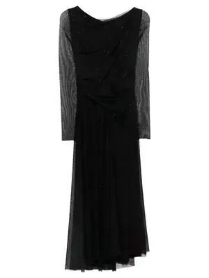 Talbot Runhof Embellished Sheer Midi Dress - Black