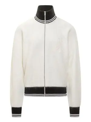 JIL SANDER Two-tone Knit Jacket With Zip - White