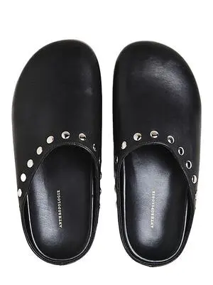 Anthropologie Studded Clogs - Black Leather