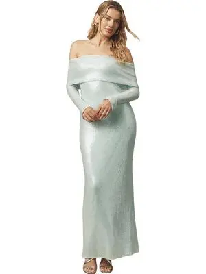 BHLDN Off-Shoulder Sequin Maxi Dress