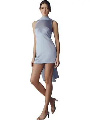 MARE MARE Satin Scarf Mini Dress - Blue