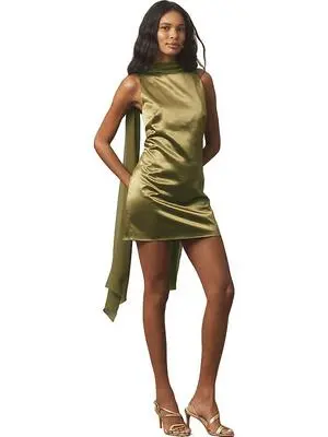 MARE MARE Satin Scarf Mini Dress Green