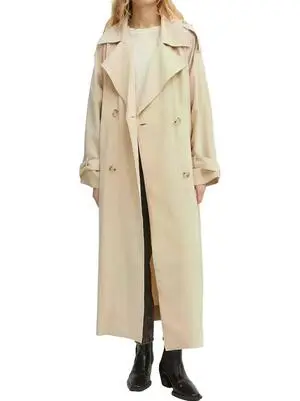 BOSS Belted Double-breasted Trench Coat - Neutrals