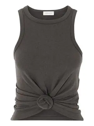Magda Butrym Knotted Cotton And Silk-blend Tank - Gray