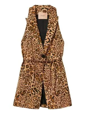TWINSET Leopard Print Waistcoat - Brown