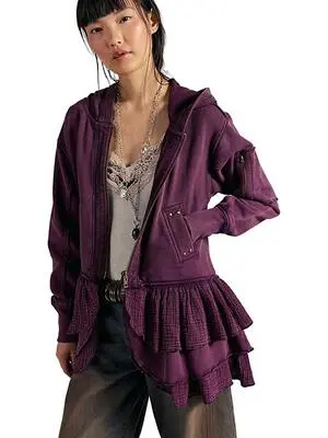 Free People Piece Of Cake Zip-up Cardigan - Vintage Grape