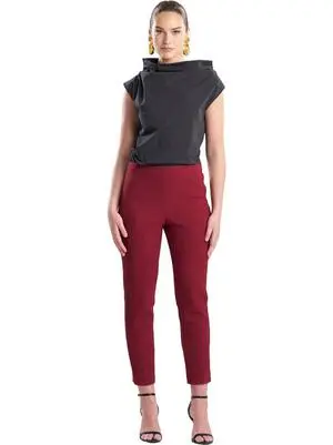 Natori Textured Cotton Jacquard Ankle Pants - Red