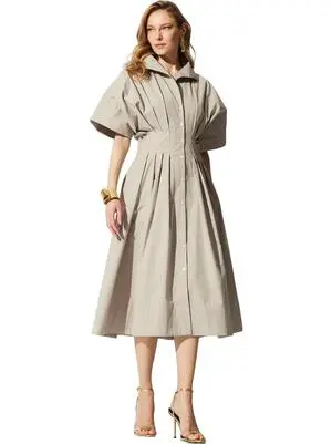 NATORI Tech Cotton Taffeta Collar Dress