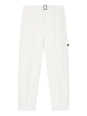 Emporio Armani Denim-effect Twill Cargo Trousers With Belt - White