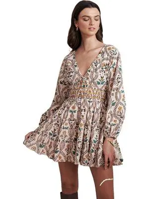 Saylor Printed Cotton Mini Dress - Gold