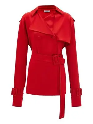 FERRAGAMO Short Satin Trench - Red