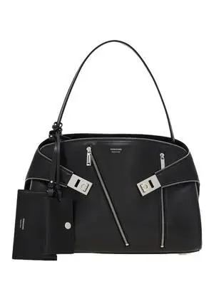 FERRAGAMO Hug Soft Shoulder Bag With Zips - Black