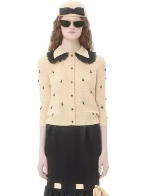 Valentino Garavani Embroidered Wool Cardigan - Birch
