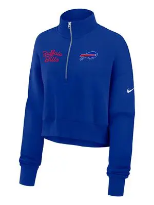 Nike Buffalo Bills Phoenix Nfl Cropped 1/4-zip Crew - Blue