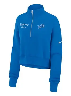 Nike Detroit Lions Phoenix Nfl Cropped 1/4-zip Crew - Blue