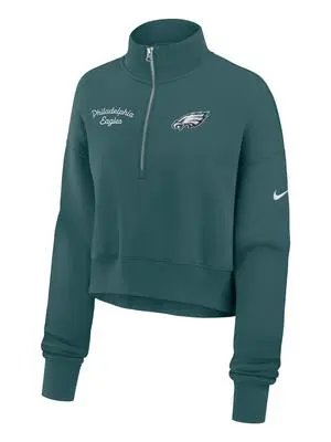 Nike Philadelphia Eagles Phoenix Nfl Cropped 1/4-zip Crew - Green