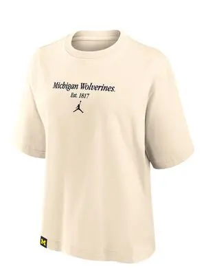 JORDAN Michigan Established Tag Boxy College T-shirt - Brown