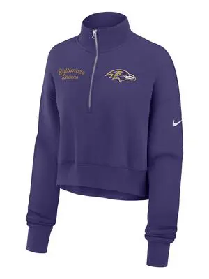 Nike Baltimore Ravens Phoenix Nfl Cropped 1/4-zip Crew - Purple