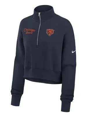 Nike Chicago Bears Phoenix Nfl Cropped Quarter-zip Crew - Blue