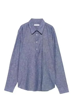 MANUEL RITZ Half-placket Shirt - Blue