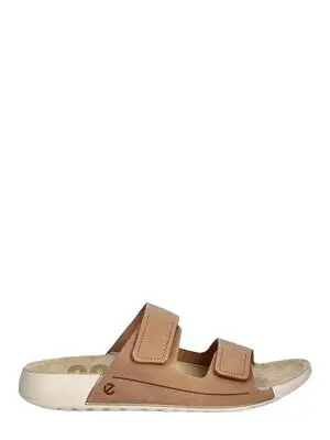 Ecco Cozmo Leather Double-strap Slides - Brown