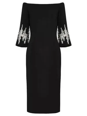 Jenny Packham Aster Sequin-embellished Midi Dress - Black