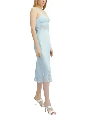 ERMANNO FIRENZE Lace-insert Slip Midi Dress - Blue