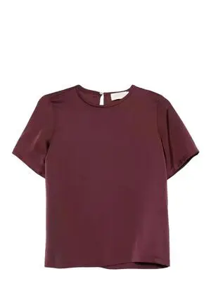 I BLUES Short-sleeve Round-neck Blouse - Red