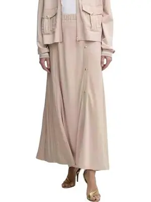 Liu Jo Pleated A-line Midi Skirt With Button Detailing - Neutrals