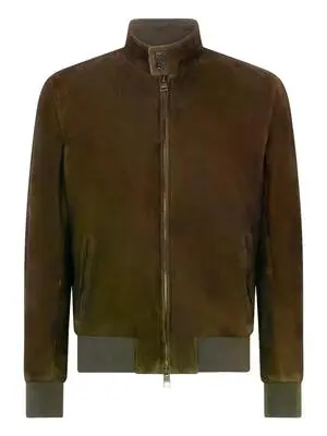 Boglioli Zip-up Suede Bomber Jacket - Brown