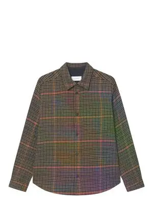 LES DEUX Houndstooth Check Shirt - Brown