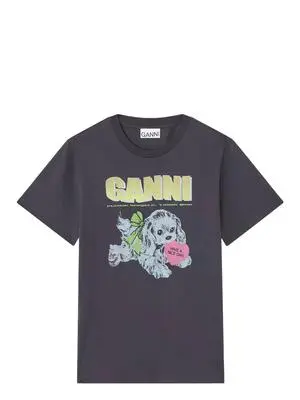 GANNI Graphic T-shirt - Grey
