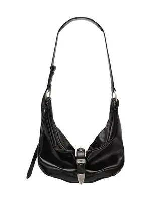 MARGESHERWOOD Medium Crescent Shoulder Bag With Buckle - Black