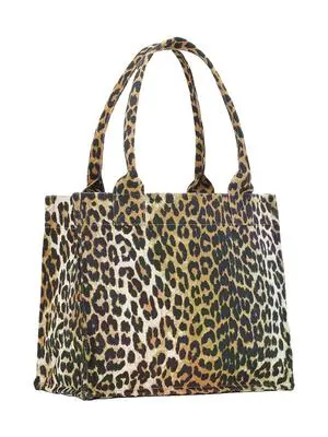 GANNI Leopard-print Canvas Tote Bag - Neutrals