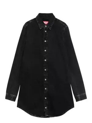 DIESEL Long-sleeve Denim Shirt Mini Dress - Black