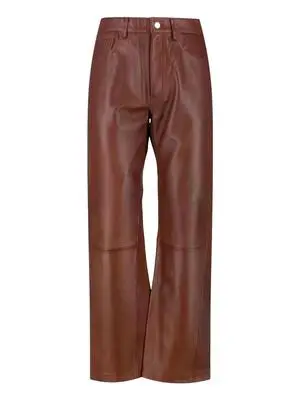 SUNFLOWER Straight Twist Leather Trousers - Brown