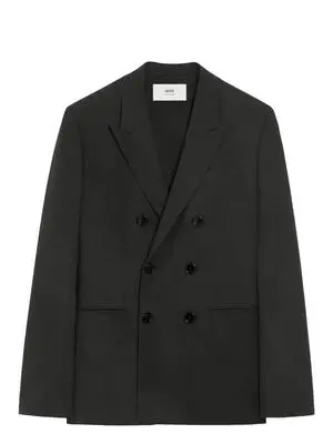 Ami Double-breasted Wool Jacket - Black