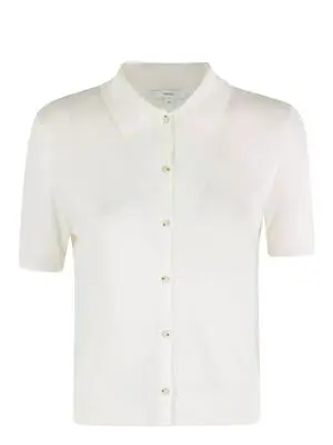 Vince Short-sleeve Button-down Cardigan - Neutrals