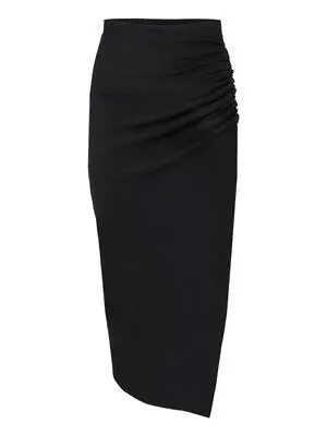 Carolina Herrera Asymmetric Gathered Midi Skirt - Black