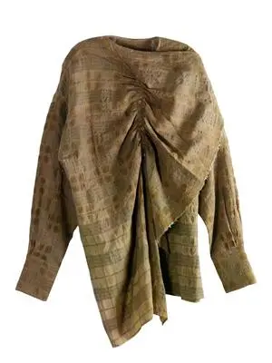 UMA WANG Draped Checked Top - Brown