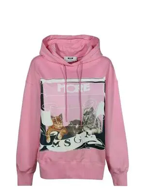 MSGM Cat-print Hoodie - Pink