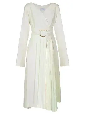 FERRAGAMO Pleated-detail Midi Dress - White