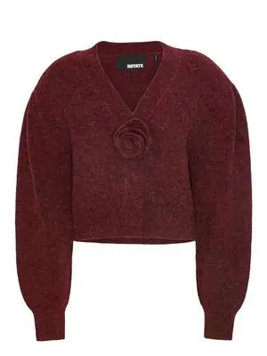 ROTATE BY BIRGER CHRISTENSEN Rose-embellished Cardigan - Red