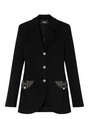 Versace Embellished Pocket Wool Jacket - Black