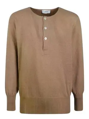 LARDINI Button-placket Sweater - Brown