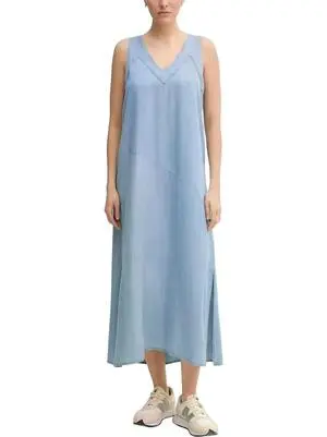 Dkny V-neck Sleeveless Midi Dress - Blue